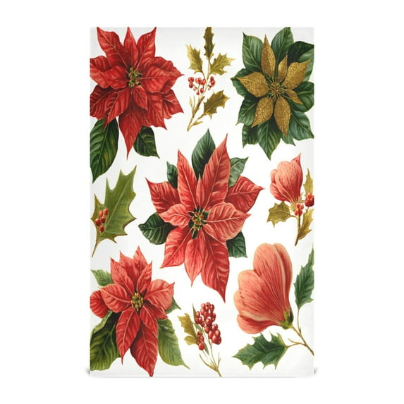 Christmas Red Flower Pattern Design Kitchen Towels Dishcloth Decorative ...