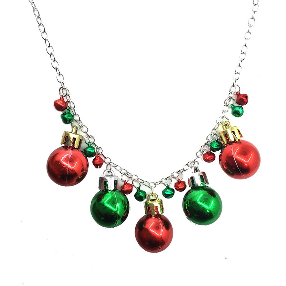 Christmas Red Green Ball Ornament Pendant Necklace for Women Gilrs ...