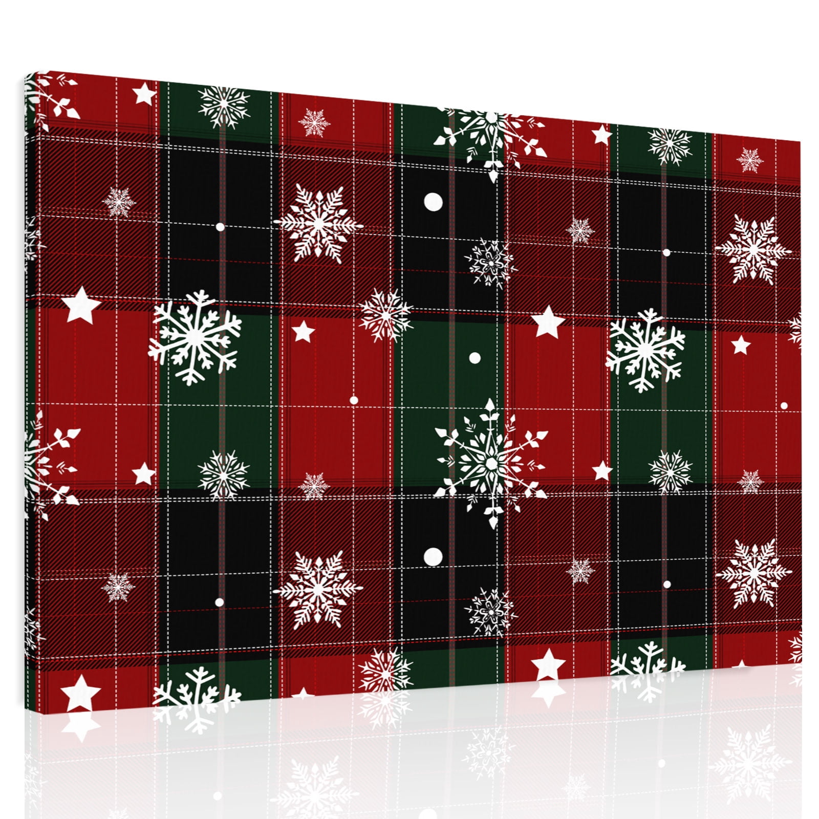 Christmas Red Green Classic Buffalo Plaid Snowflake Pattern Canvas ...