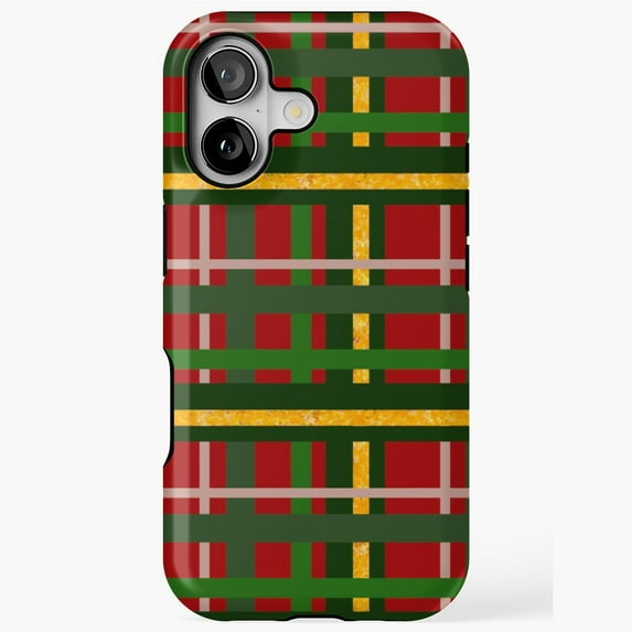 Christmas Red Green Golden Line Buffalo Plaid Pattern Case for iPhone ...