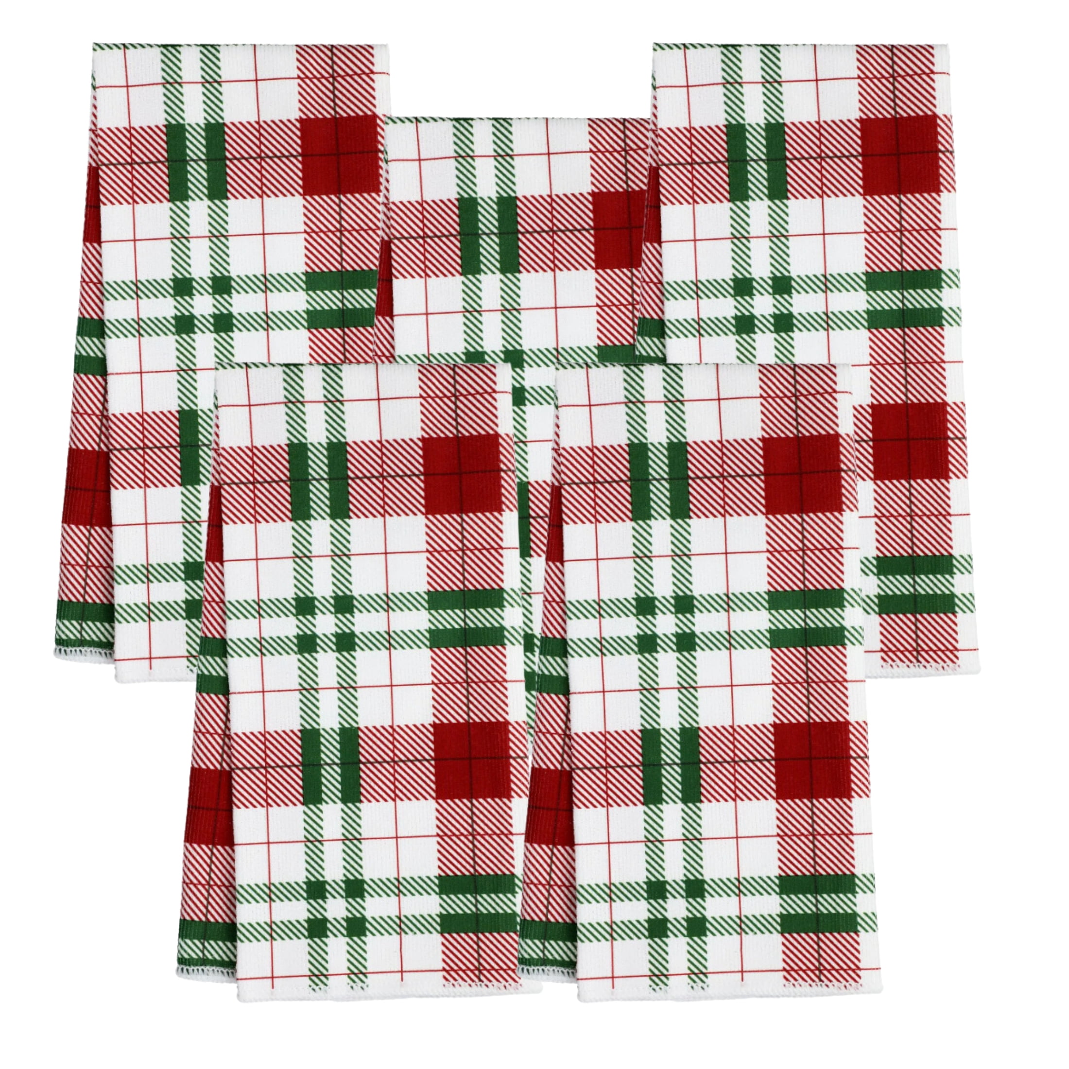 Christmas Red & Green Plaid Kitchen Towels Ultra Absorbent Soft Quick ...