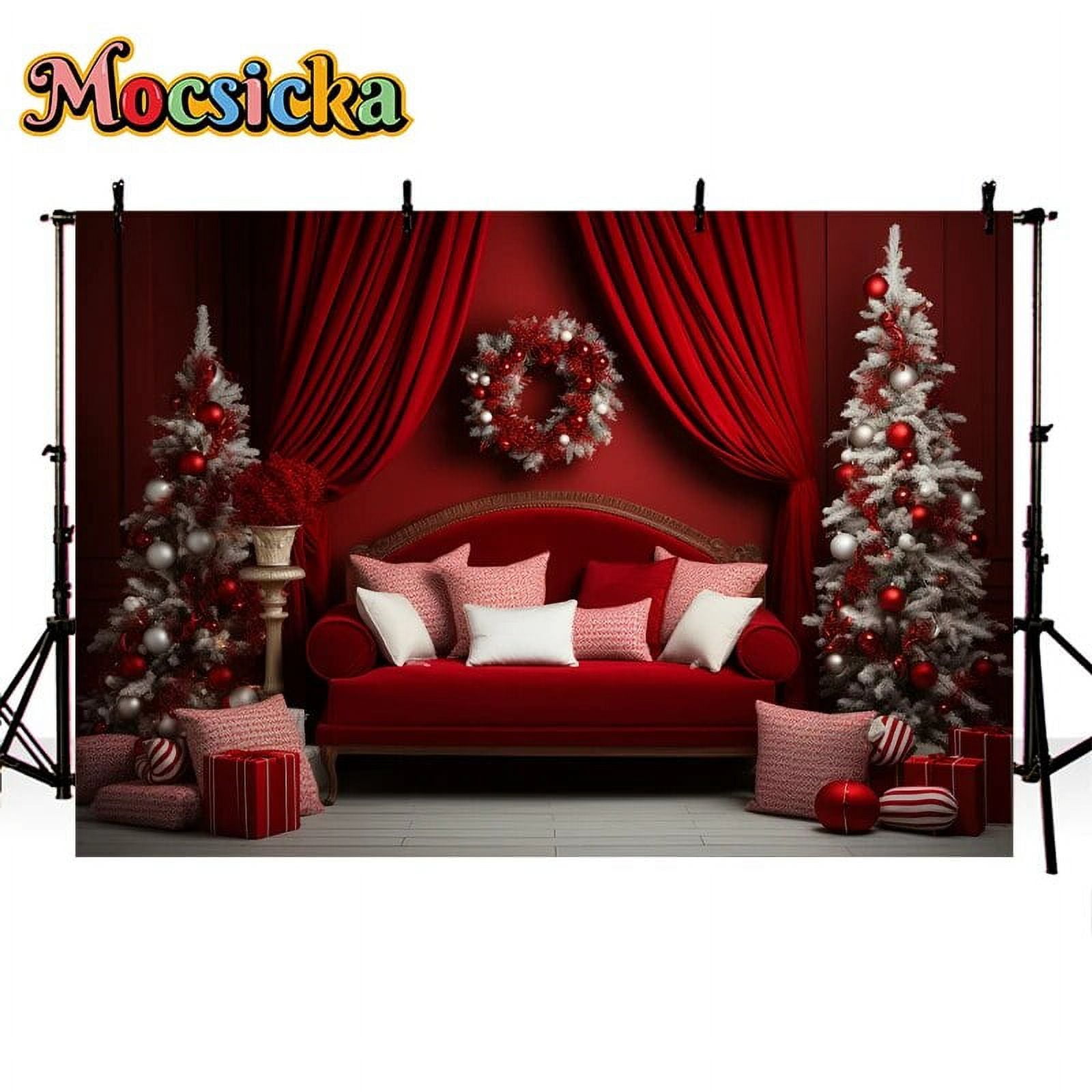 Christmas Red Headboard Backdrops Kisd Adult Photocall Portrait For ...