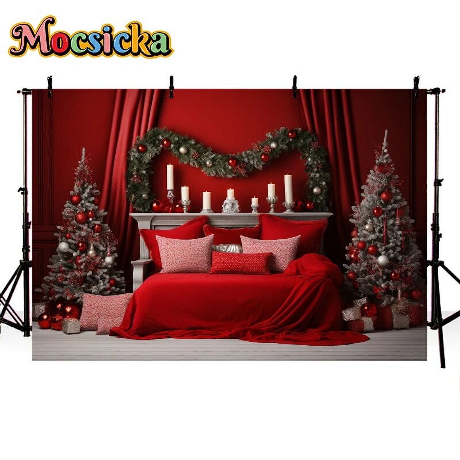 Christmas Red Headboard Backdrops Kisd Adult Photocall Portrait For ...