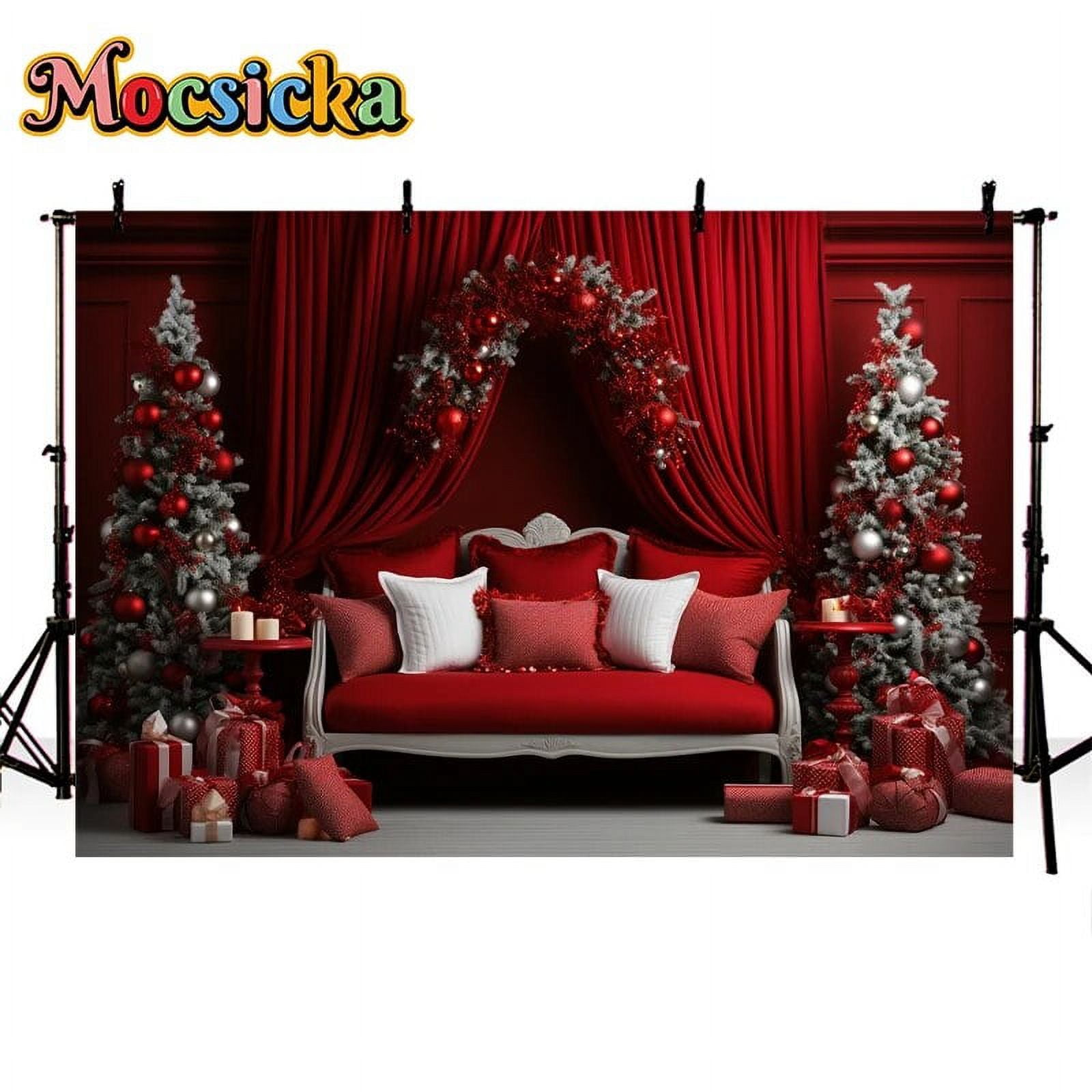Christmas Red Headboard Backdrops Kisd Adult Photocall Portrait For ...