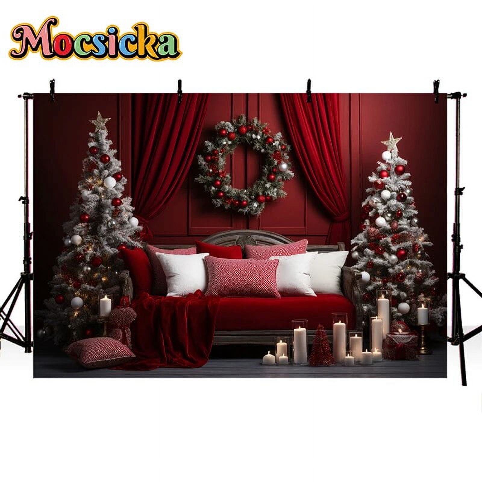 Christmas Red Headboard Backdrops Kisd Adult Photocall Portrait For ...