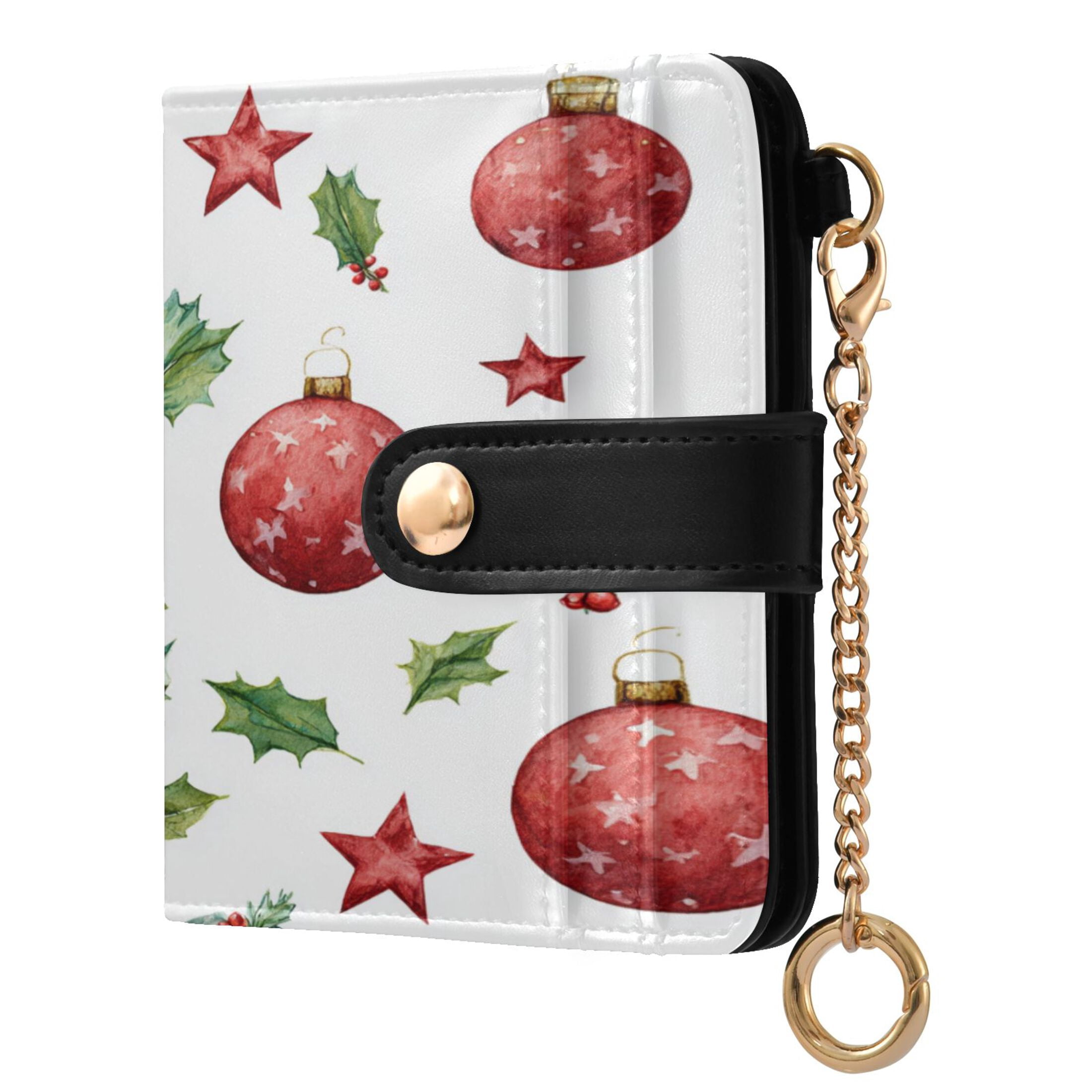 Christmas Red Light Balls Stars Snowman Leaves Women's Wallet PU ...