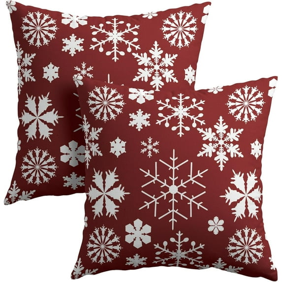 Christmas Red Pillow Covers 20X20 Inch Set of 2 White Snowflake ...
