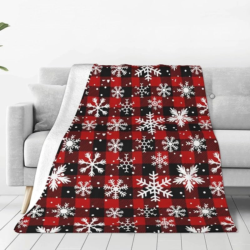 Christmas Red Plaid Fleece Blanket Ultra Soft Plush Cozy Xmas Home ...