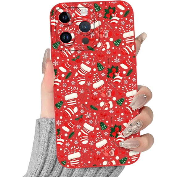 Christmas Red Print Phone Case for iPhone 15 Plus 6.7", with Aesthetics ...