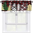 Christmas Red Short Curtains Winter Pine Trees Valance Curtain for ...