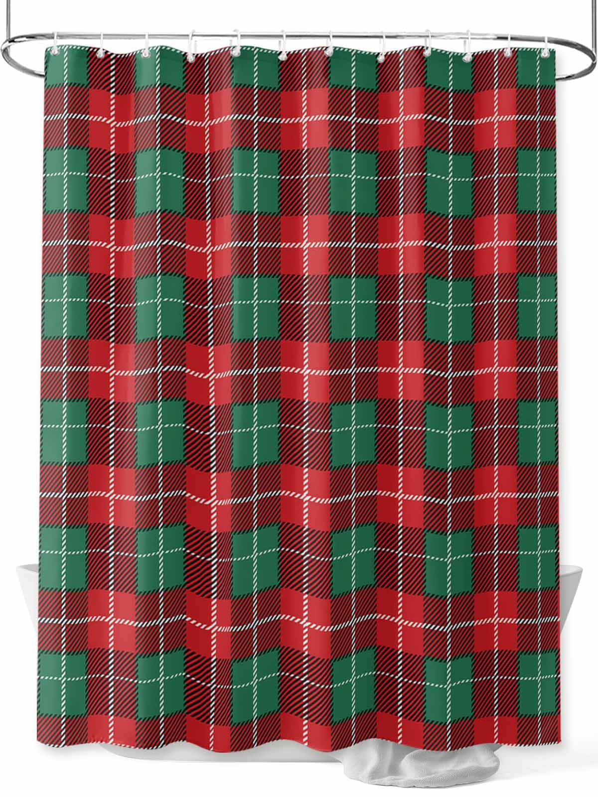 Christmas Red Shower Curtain Set ，Waterproof Fabric Shower Curtains ...