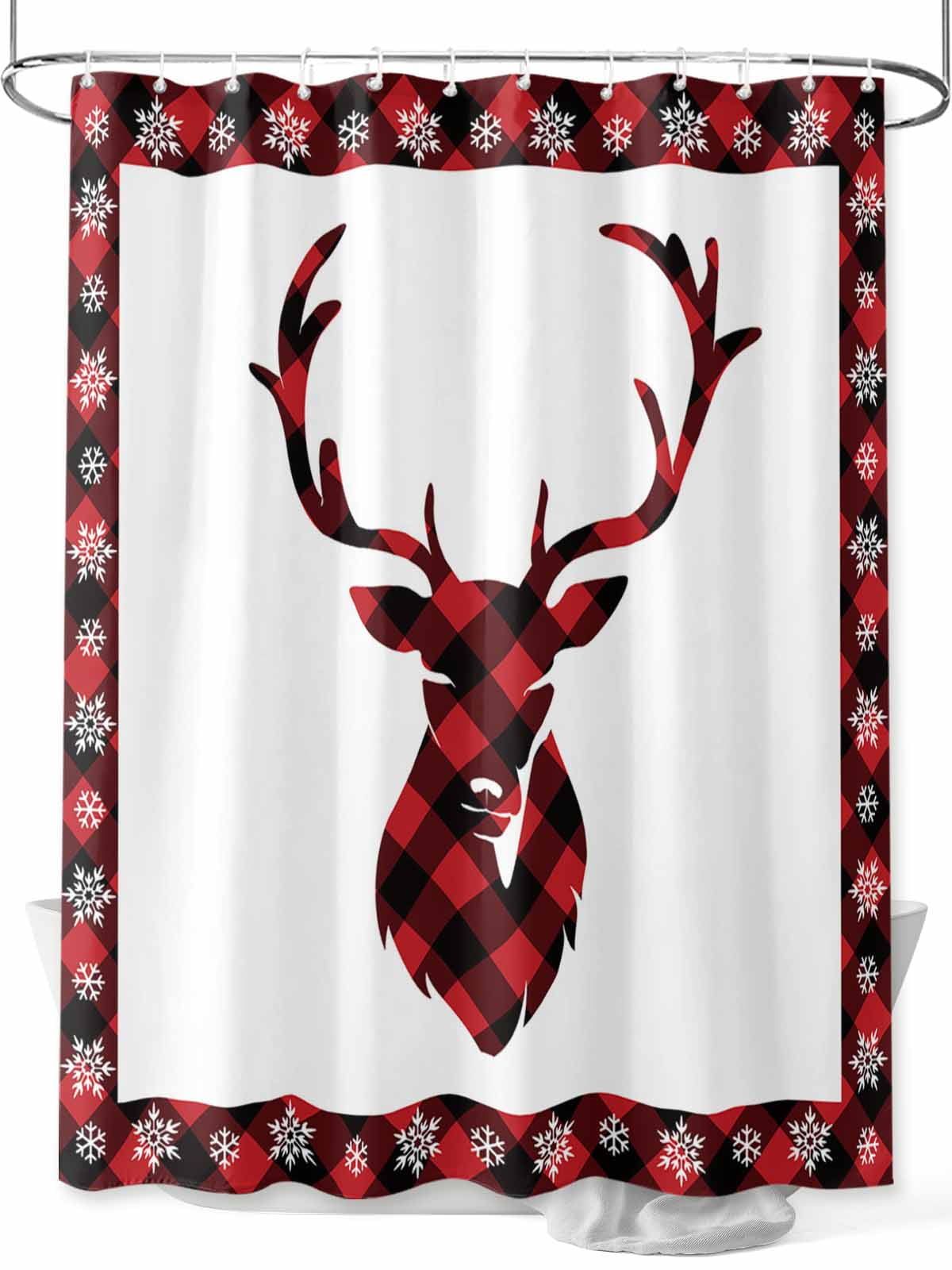 Christmas Red Shower Curtain Set ，Waterproof Fabric Shower Curtains and ...
