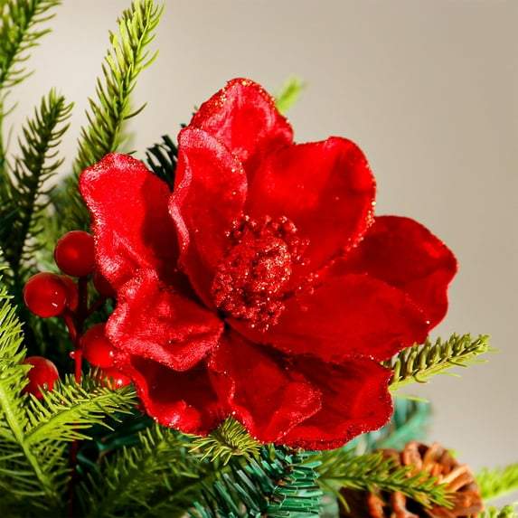 Christmas Red Simulation Bouquet, Artificial Flowers, Fake Holiday ...