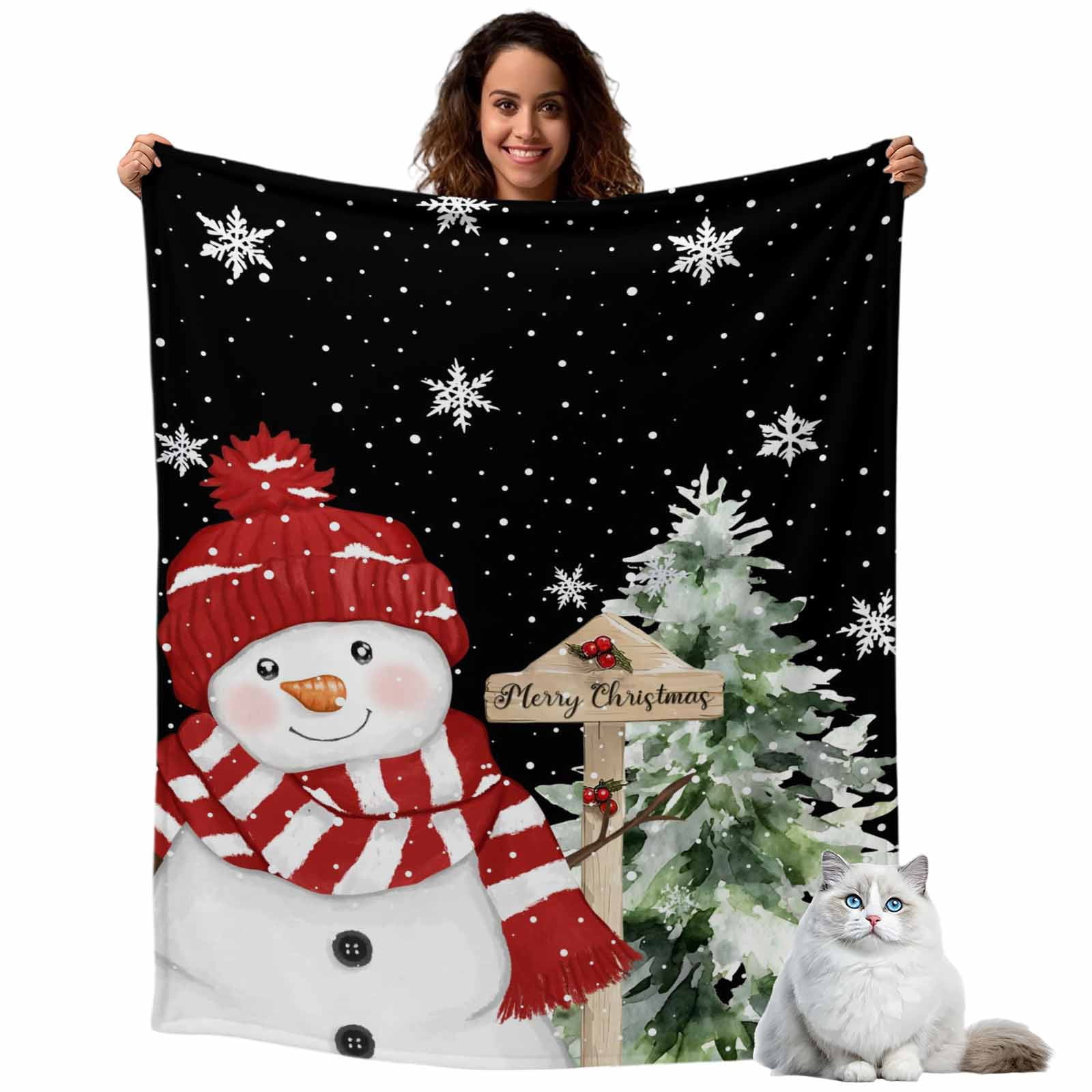 Christmas Red Snowman Flannel Blanket for Bed,Travel and Camping ...