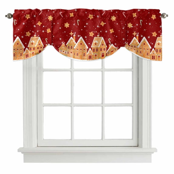 Christmas Red Tie Up Valance Curtains for Windows, Kitchen Curtains ...