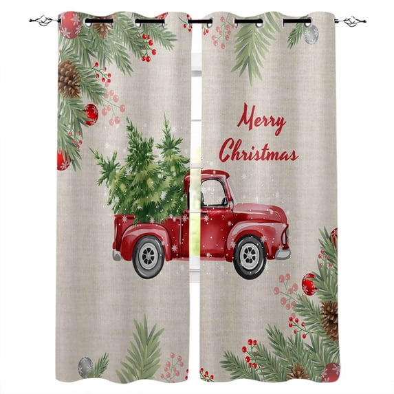Christmas Red Truck Blackout Curtains for Bedroom/Living Room, Thermal ...