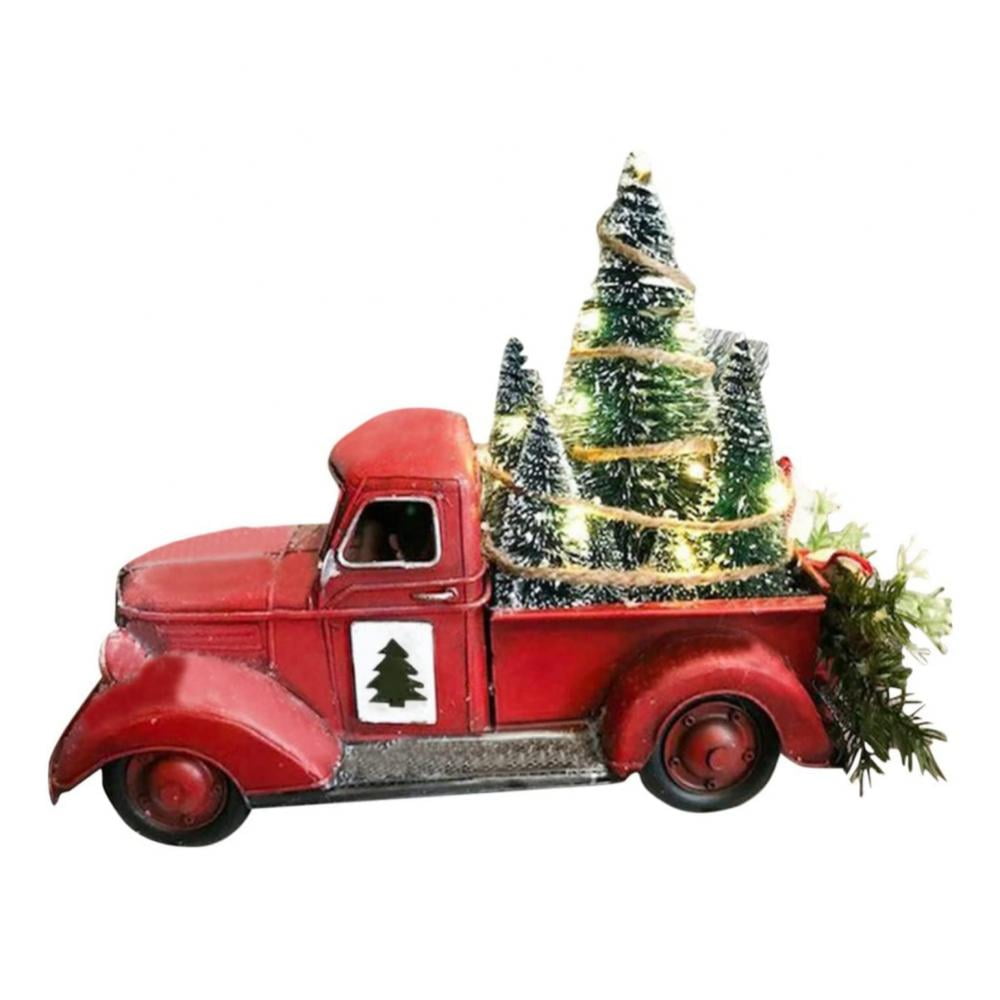 Christmas Red Truck Handmade Metal Christmas Vintage Red Truck with ...