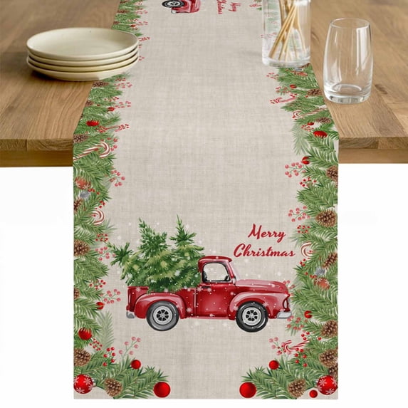 Christmas Red Truck Table Runner 36 Inches Long Farmhouse Dress Scarves ...