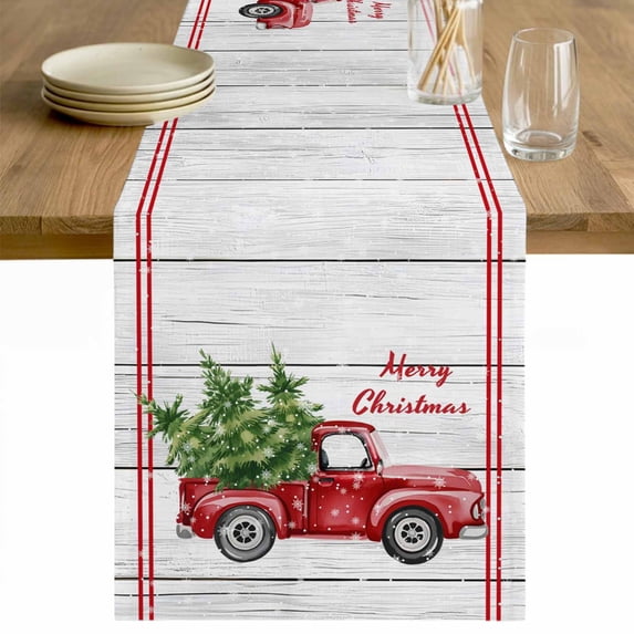 Christmas Red Truck Table Runner 70 Inches Long Farmhouse Dress Scarves ...