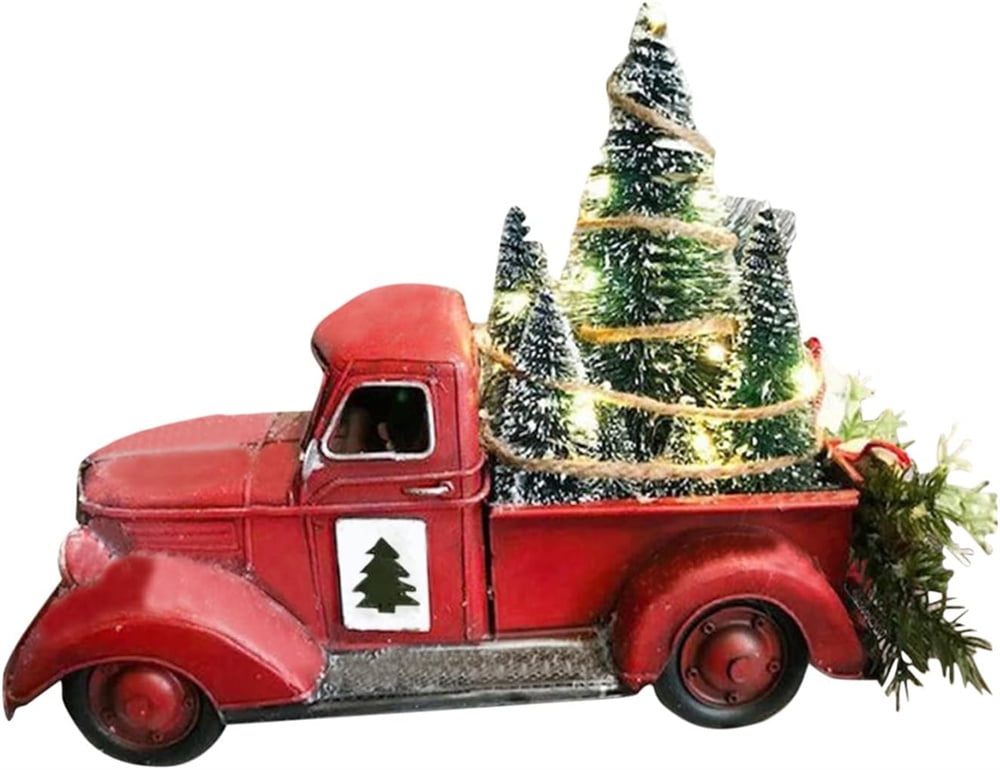 Christmas Red Truck Toy Farmhouse Vintage Red Pickup Truck - Walmart.com