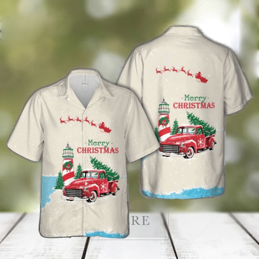Christmas Red Truck with Lighthouse, and Pine tree Hawaiian Shirt ...