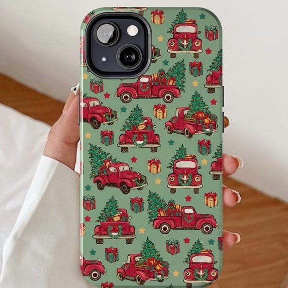 Christmas Red Trucks Vintage Winter Case for iPhone 17 16 15 14 13 12 ...