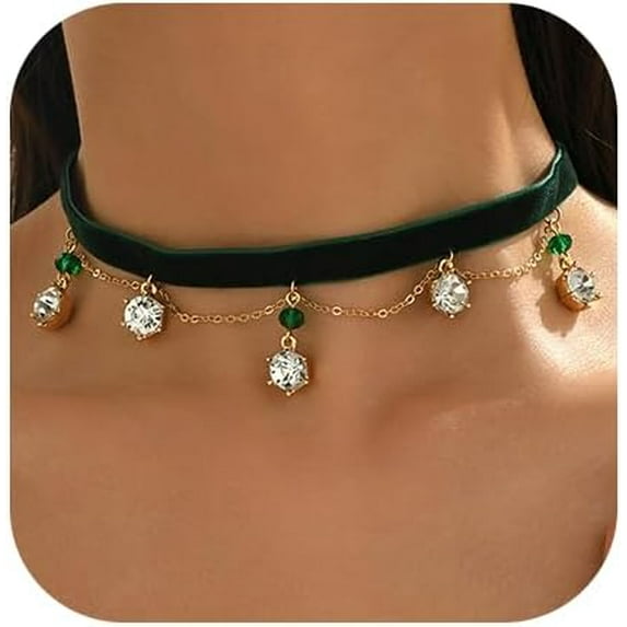 Christmas Red Velvet Choker Necklace Bell Pearl Pendant Necklace ...