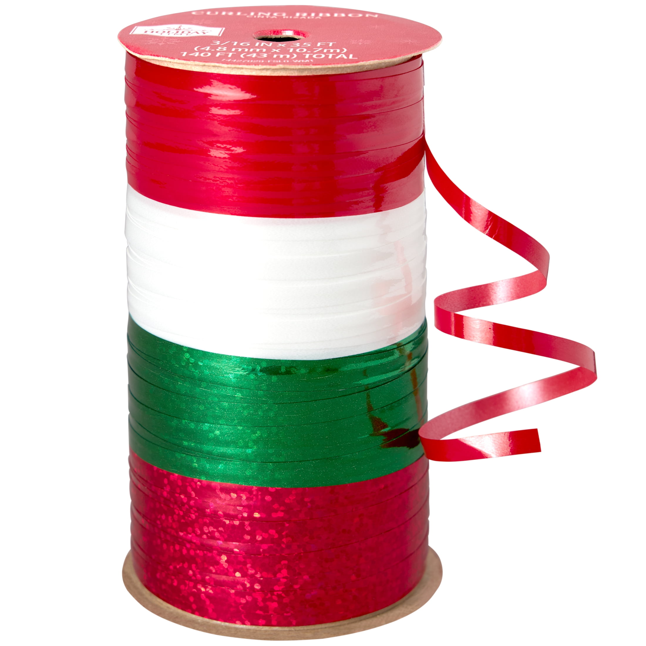 Christmas Red/White/Green Curling Ribbons, 4 Count, 35 ft Each, by ...
