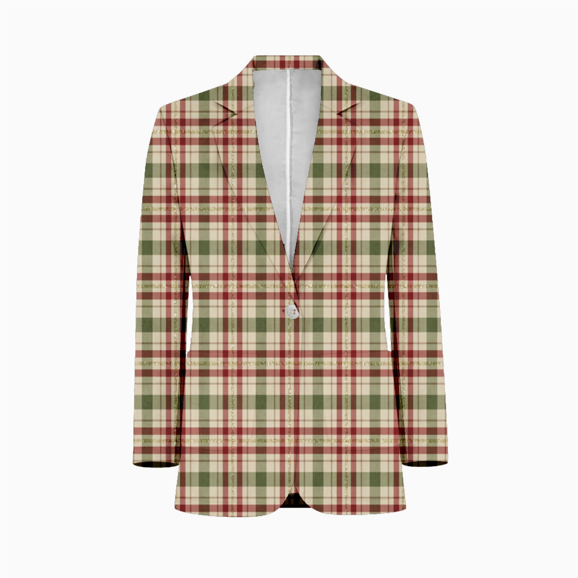 Christmas Red and Green Checkered Pattern with White Dots Mens Suits ...