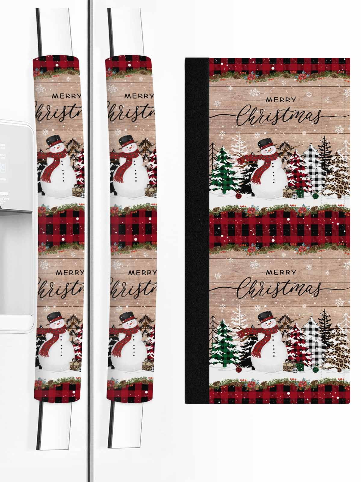 Christmas Refrigerator Door Handle Covers Set of 2, Vintage Red Plaid ...