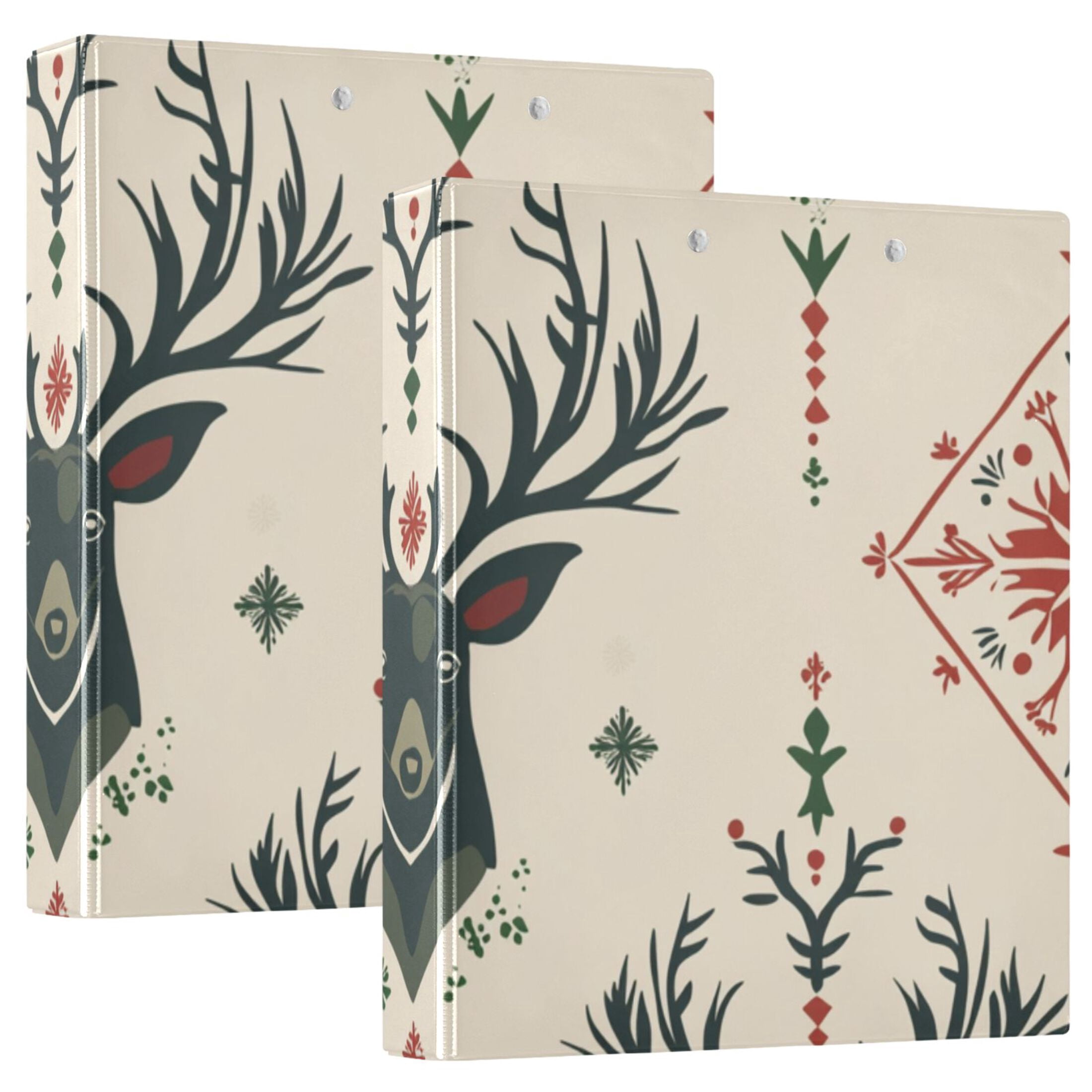 Christmas Reindeer 3 Ring Binders 1.5 inch Hardcover File Folders with ...