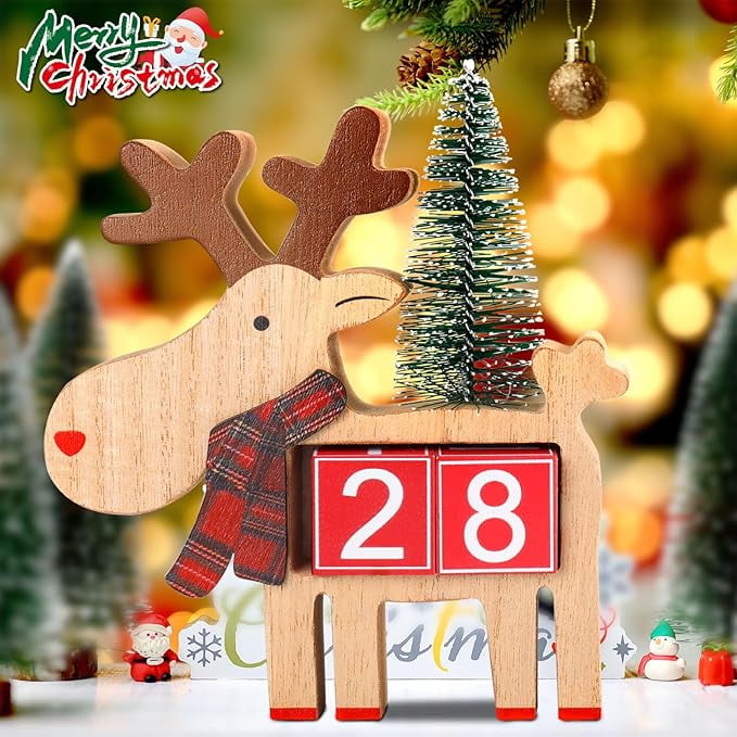Christmas Reindeer Advent Calendar, Elk Xmas Tree Countdown Desktop ...