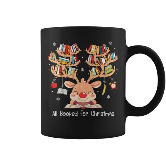 Christmas Reindeer Books All Booked For Christmas Teacher Coffee Mugs ...