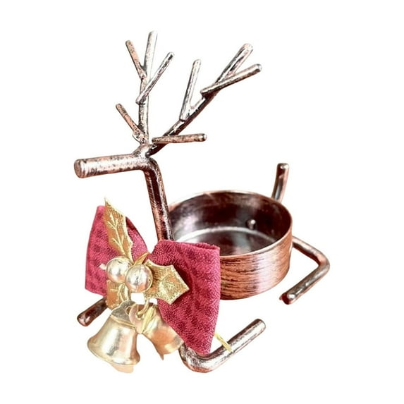 Christmas Reindeer Candle Holder - Iron Candlestick with Bow for ...