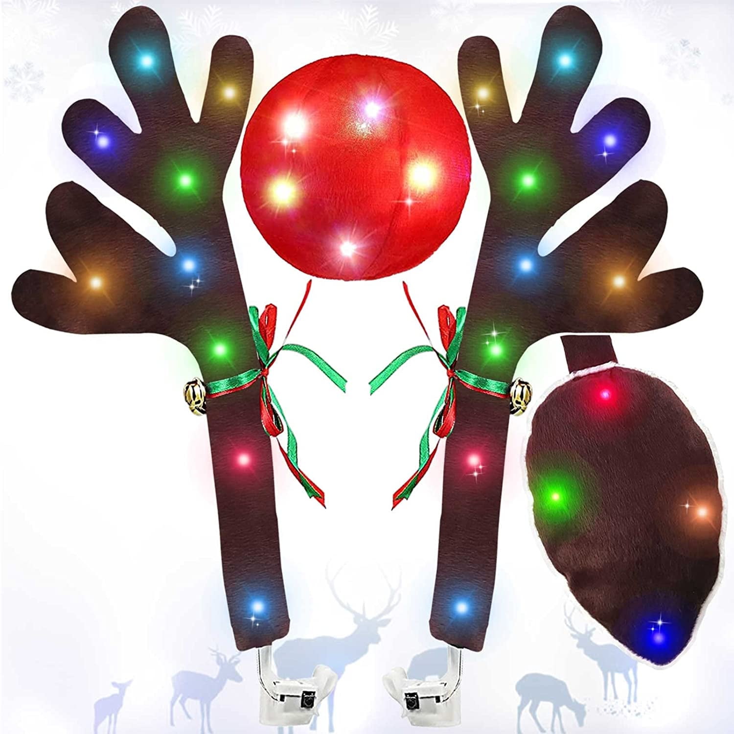 Christmas Reindeer Car Kit,Car Reindeer Antlers & Nose - Christmas ...