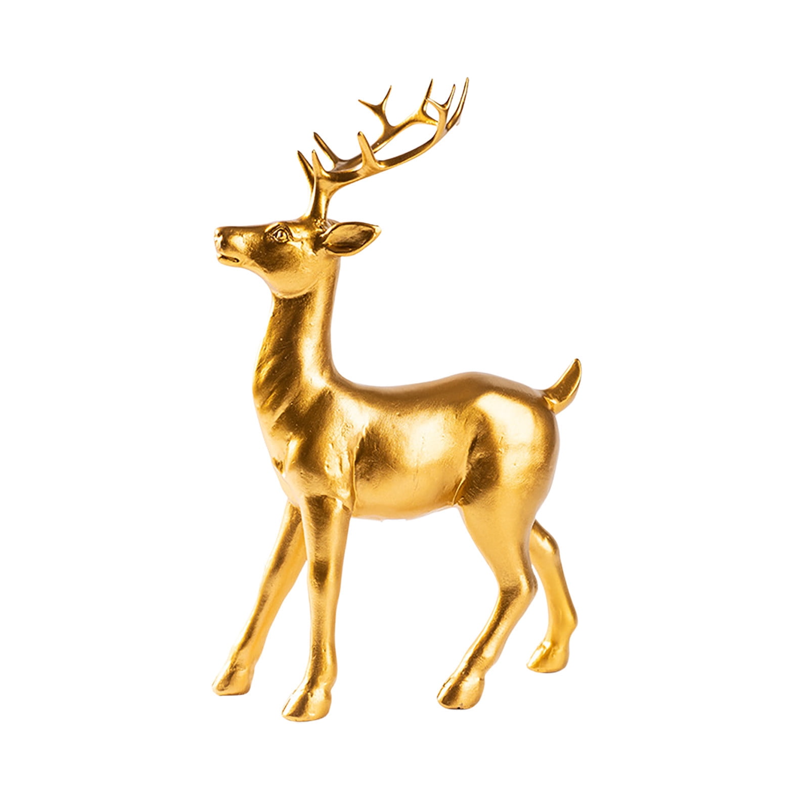Christmas Reindeer Figurines, Gold Resin Couple Deer Sculptures, Animal ...