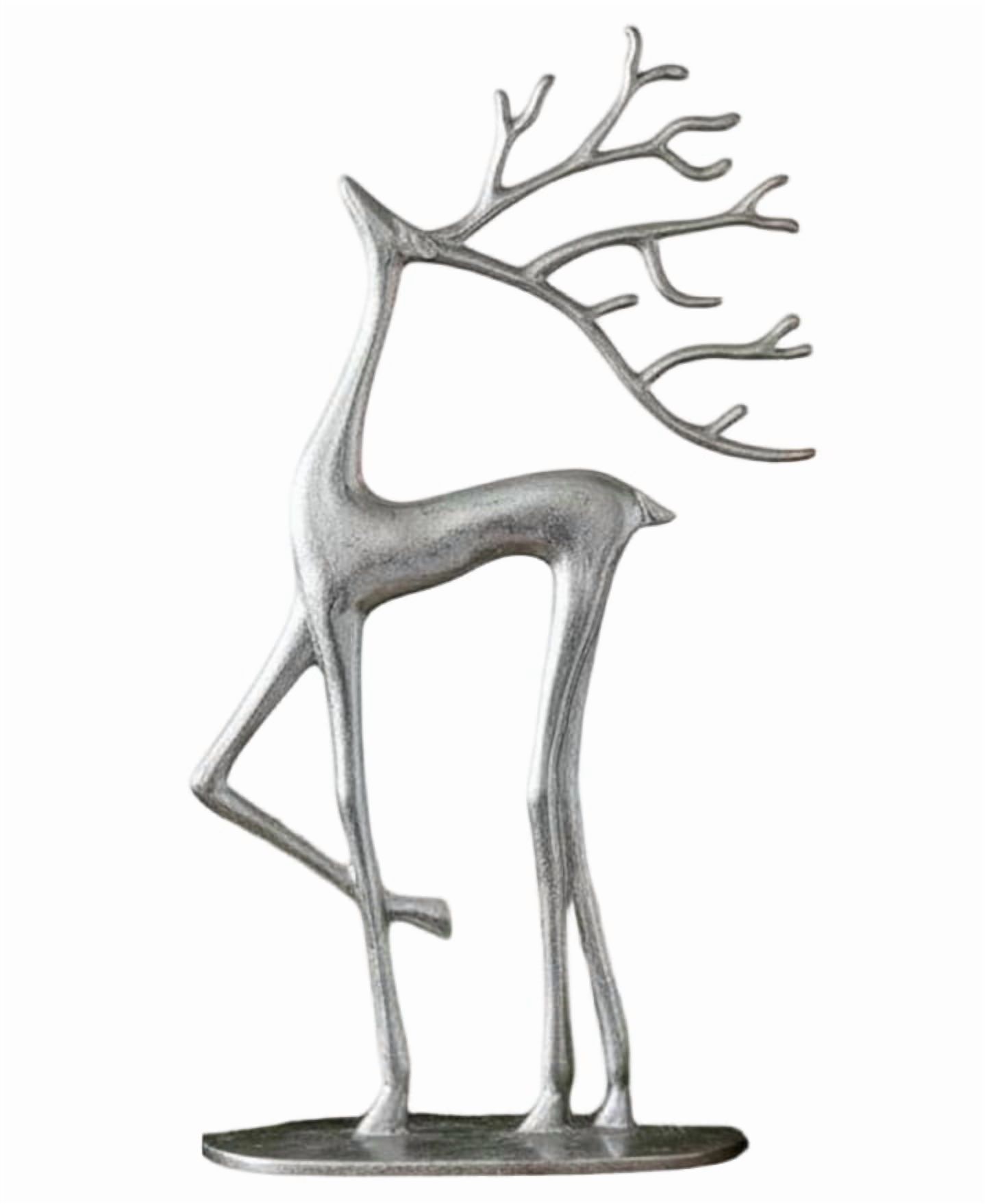 Christmas Reindeer Figurines,Silver Christmas Reindeer Decor for ...