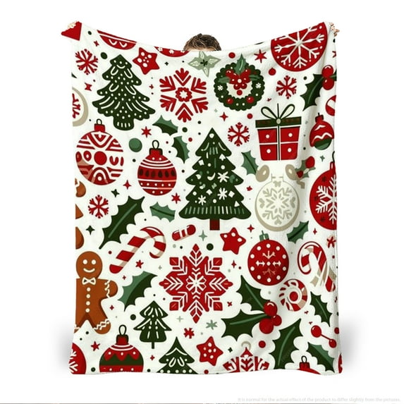 Christmas Reindeer Flannel Blanket Red and White Soft Cozy Holiday ...