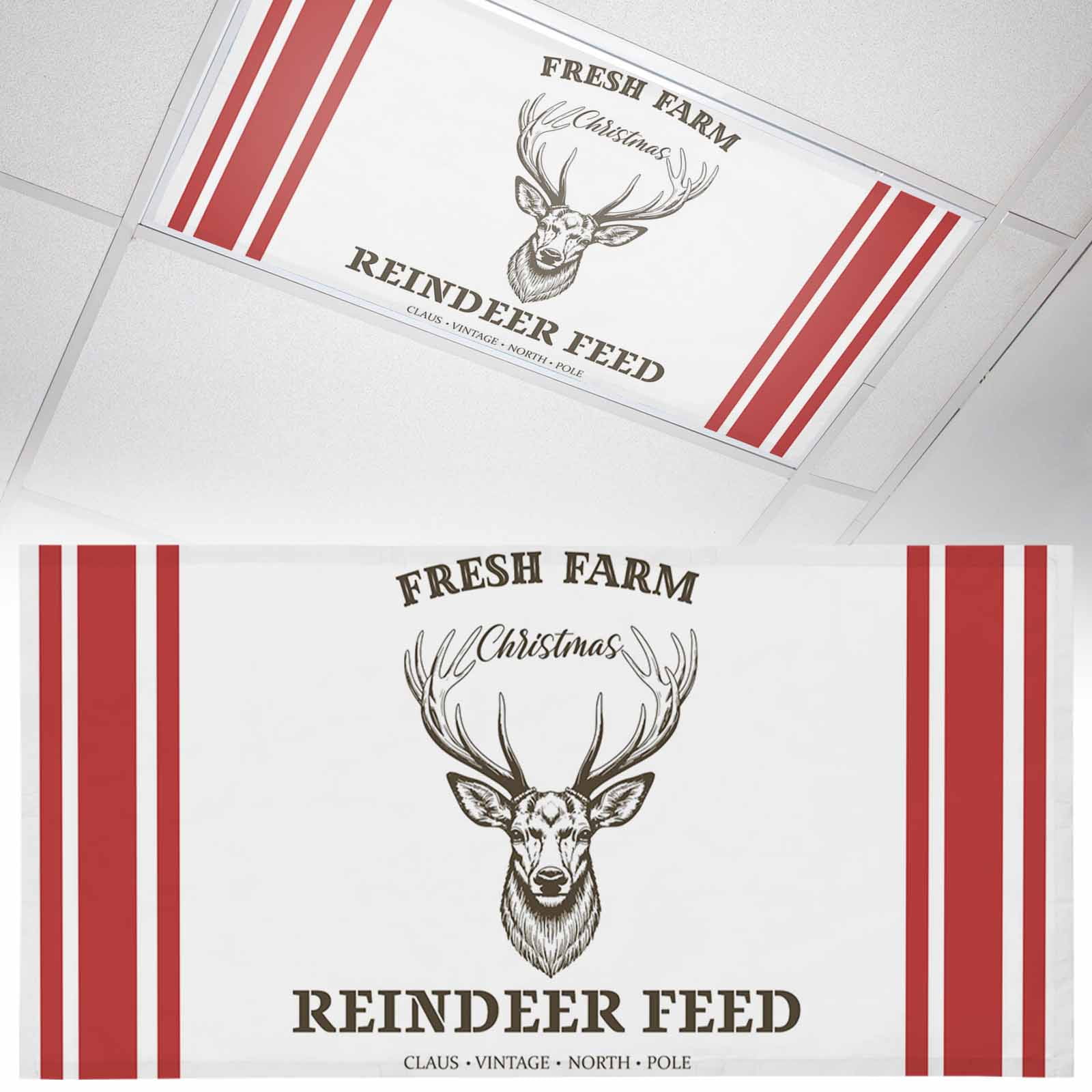 Christmas Reindeer Head Fluorescent Light Covers Red Striped Farm ...