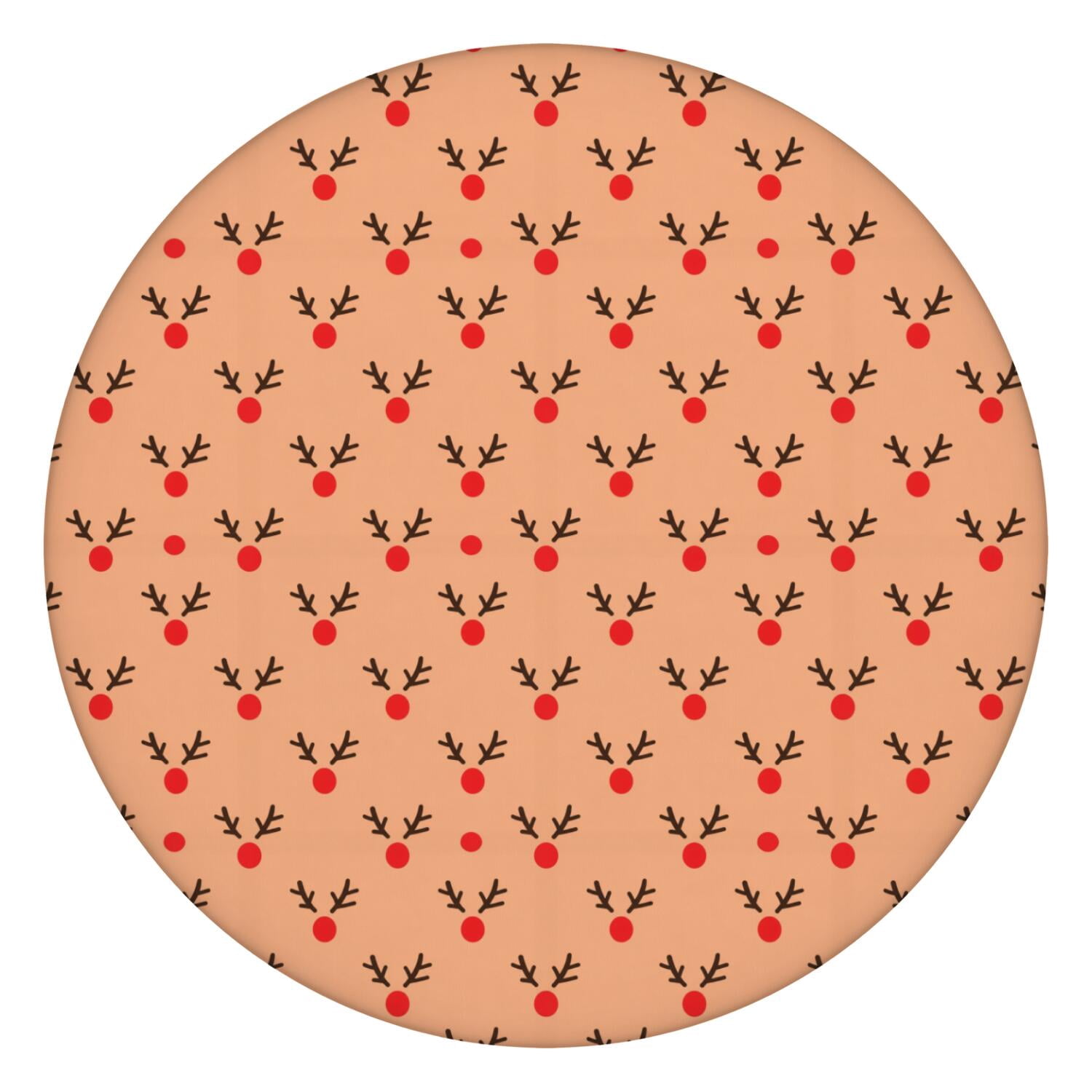 Christmas Reindeer Nose Minimalist Peach Pattern Round Elastic ...