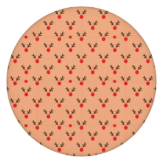 Christmas Reindeer Nose Minimalist Peach Pattern Round Elastic ...
