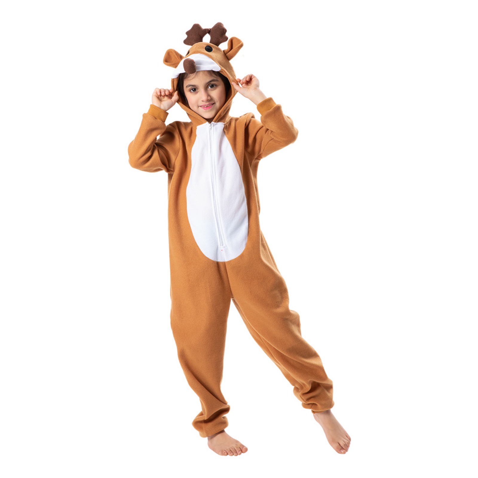 Christmas Reindeer Onesie Pajamas, Festive Fleece Holiday Jumpsuit with ...