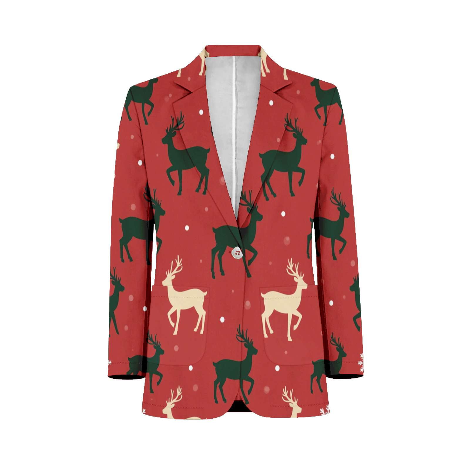 Christmas Reindeer Patterned Background Red Mens Suits Shawl Collar ...