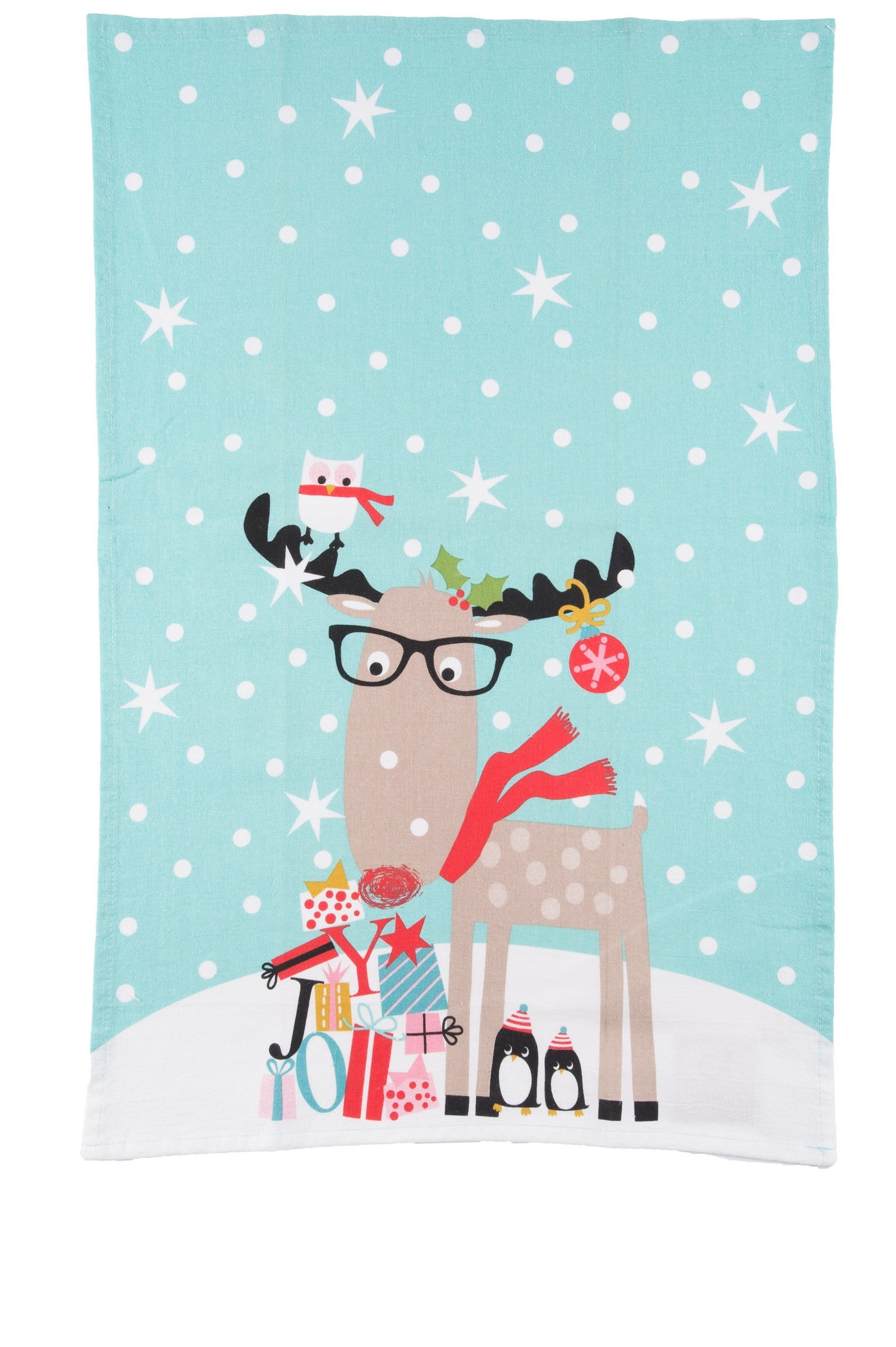 Christmas Reindeer & Penguin Friends Printed 100% Cotton Flour Sack ...