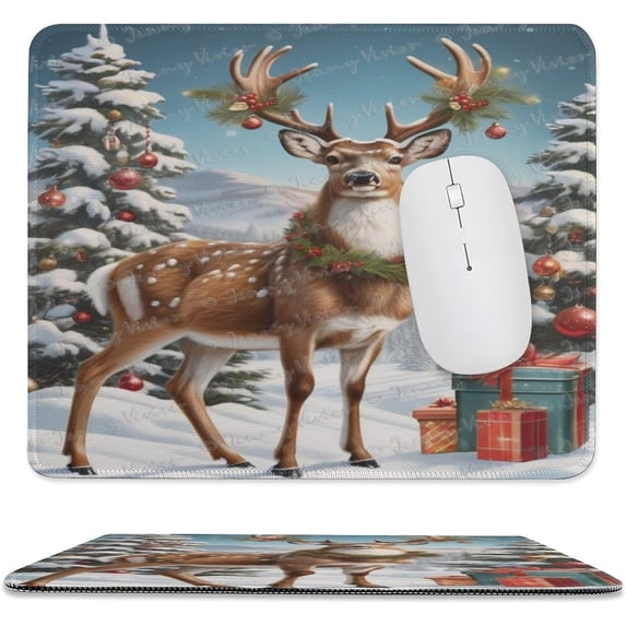 Christmas Reindeer Printed Mouse Pad, 10"x12", Non-Slip Rubber Base ...