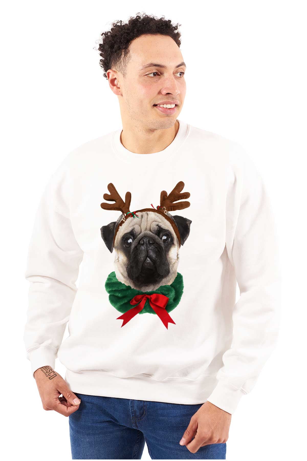Christmas Reindeer Pug Adorable Sweatshirt for Men or Women Brisco ...