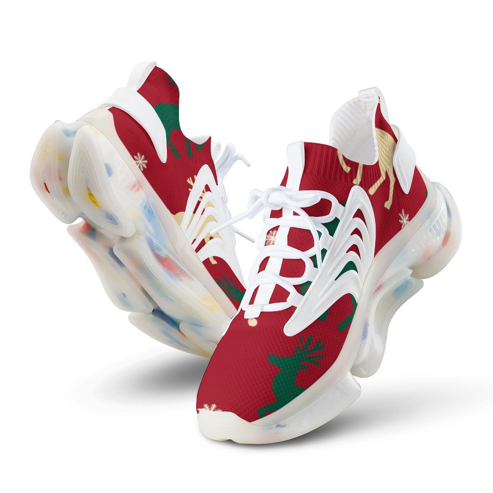 Christmas Reindeer Red Background Pattern Walking Shoes for Men Woman ...