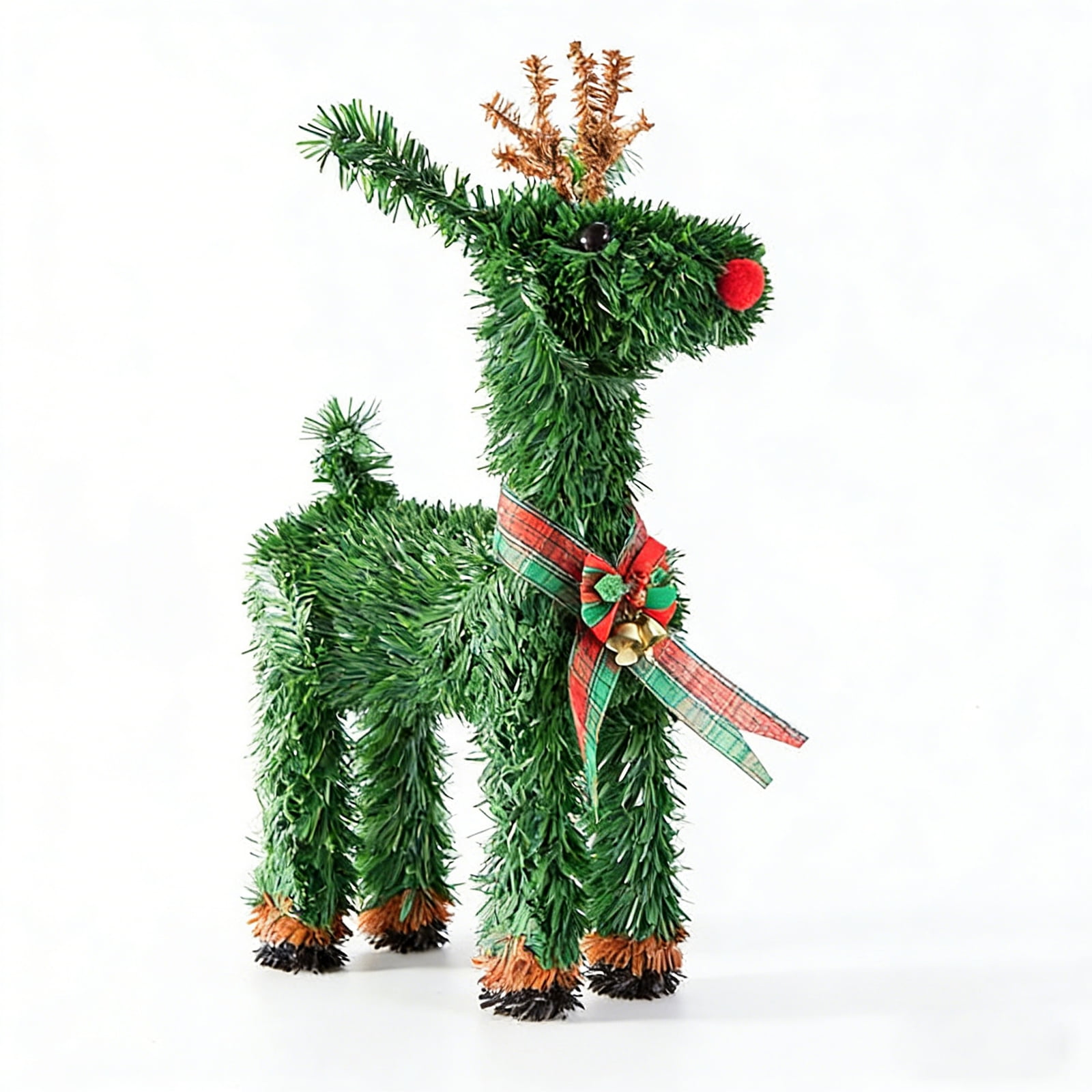 Christmas Reindeer Shaped Artificial Greenery Decoration, 11.81 Inch ...