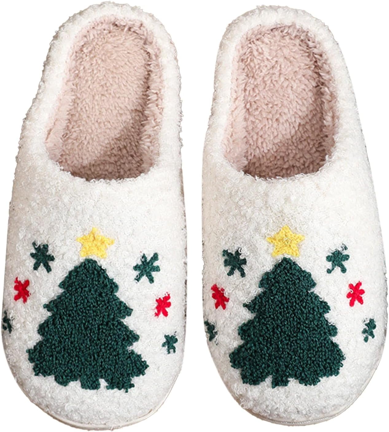 Christmas Reindeer Slippers for Women & Men - Warm Lined Slip-On with ...