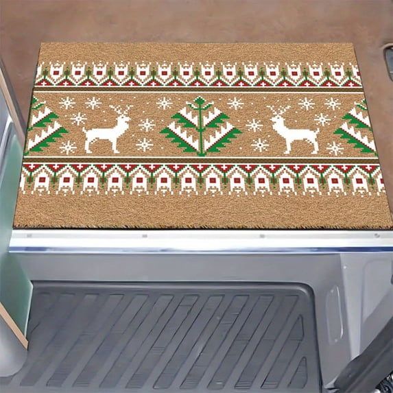 Christmas Reindeer Snowflake Holiday Doormat - 10mm Thick Faux Coconut ...